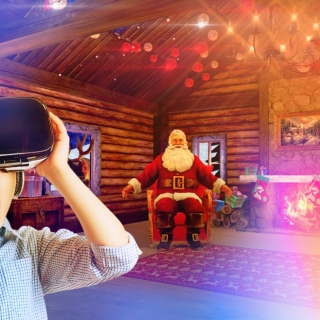 Meet Father Christmas in VR (virtual reality). stand.